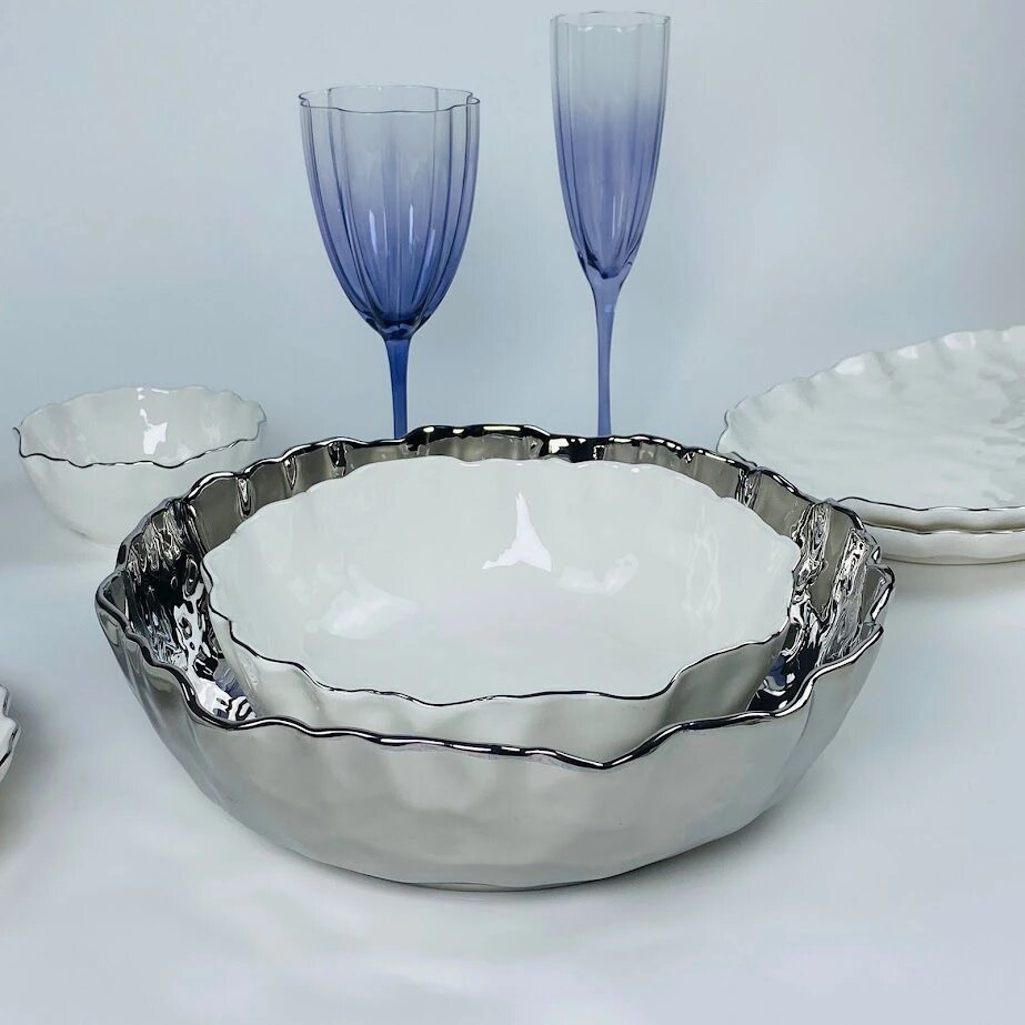 Набор из 2 салатников 23/30,5см ванесса серебро Фарфор 305-296 118-305-296