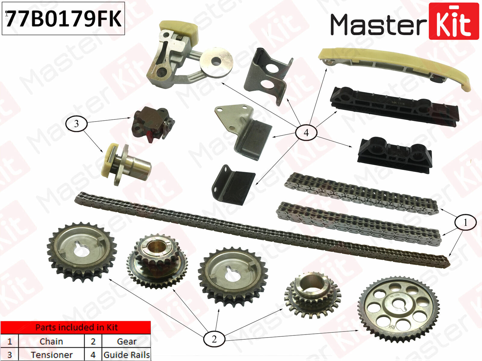 Комплект Цепи Грм Suzuki Grand Vitara 2.5-2.7I H25A 98-03(Masterkit 77B0179Fk)