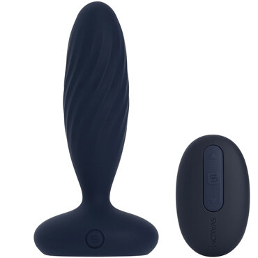 Svakom Jordan, темно-синий Анальная вибропробка с поступательными движениями