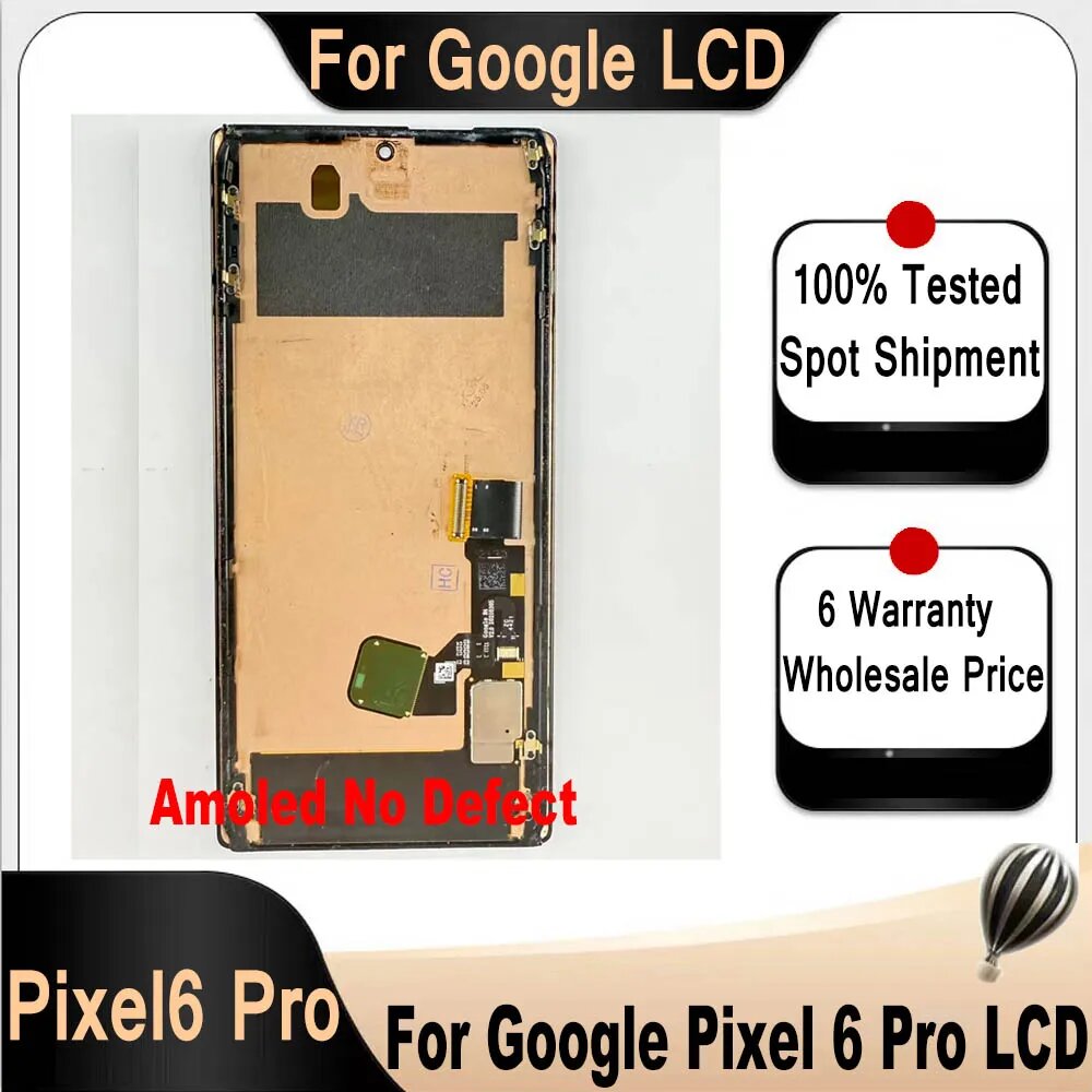 AMOLED без дефекта для Google Pixel 6 Pro, сменный ЖК-экран, ремонт сенсорного дисплея для экрана Google Pixel 6 Pro AMOLED No Defect