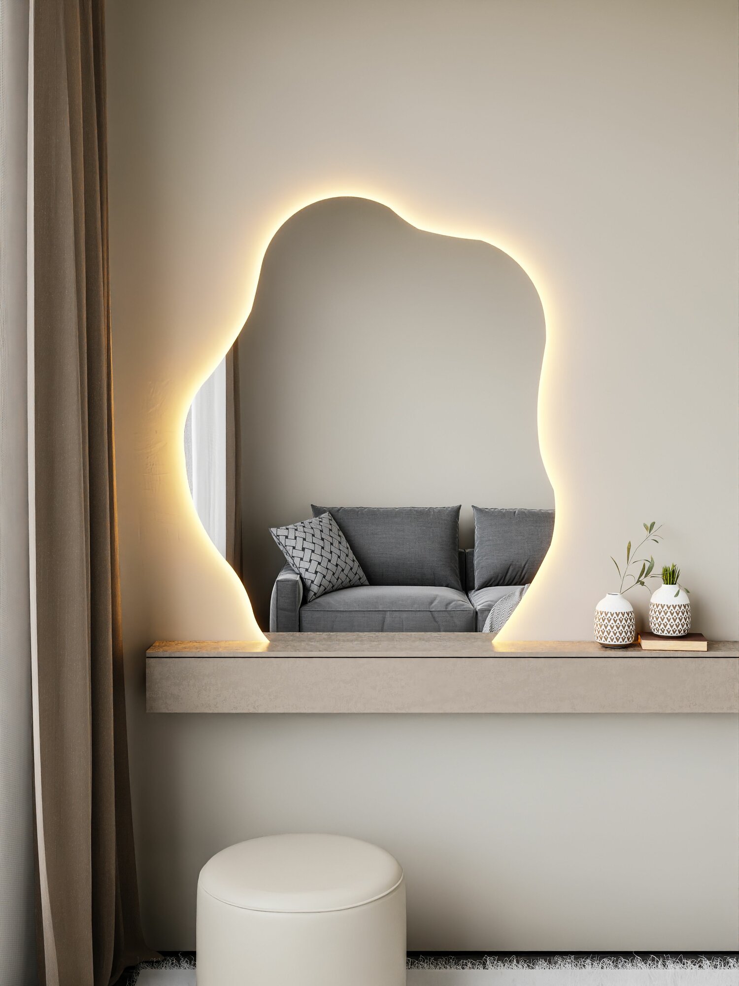 Зеркало настенное 110х95 см. BLX MIRROR М3 фигурное с подсветкой теплый свет 3000К