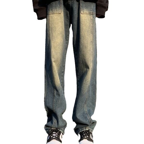 Мужские джинсы ZY в стиле, винтажные, потертые, свободные клеш с эффектом грязи, дизайнерские, удлиненные