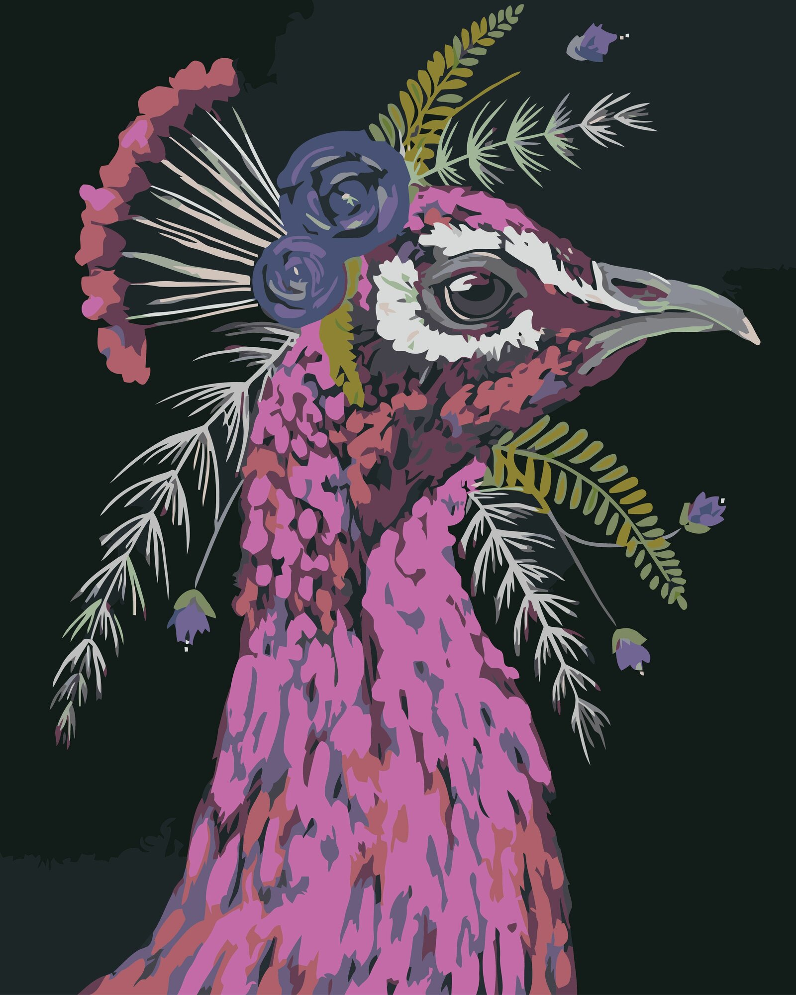 Картина по номерам W-203 "Изящный павлин" 70x90