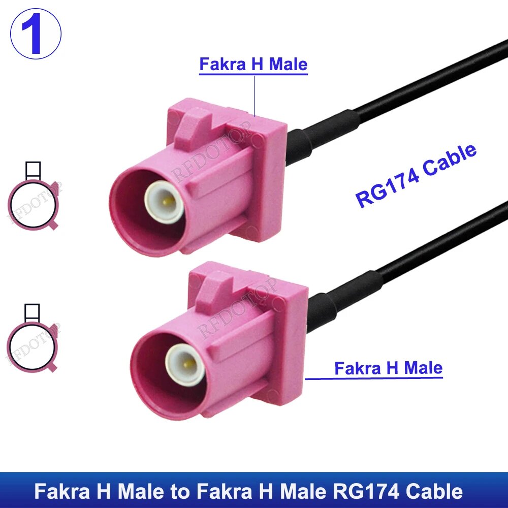 RFDOTOP Fakra H RG174 кабель фиолетовый 10CM, Fakra H M to H M