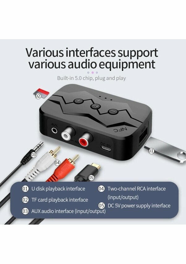 M23 NFC Bluetooth 5.0 приемник-передатчик RCA Aux аудиоадаптер