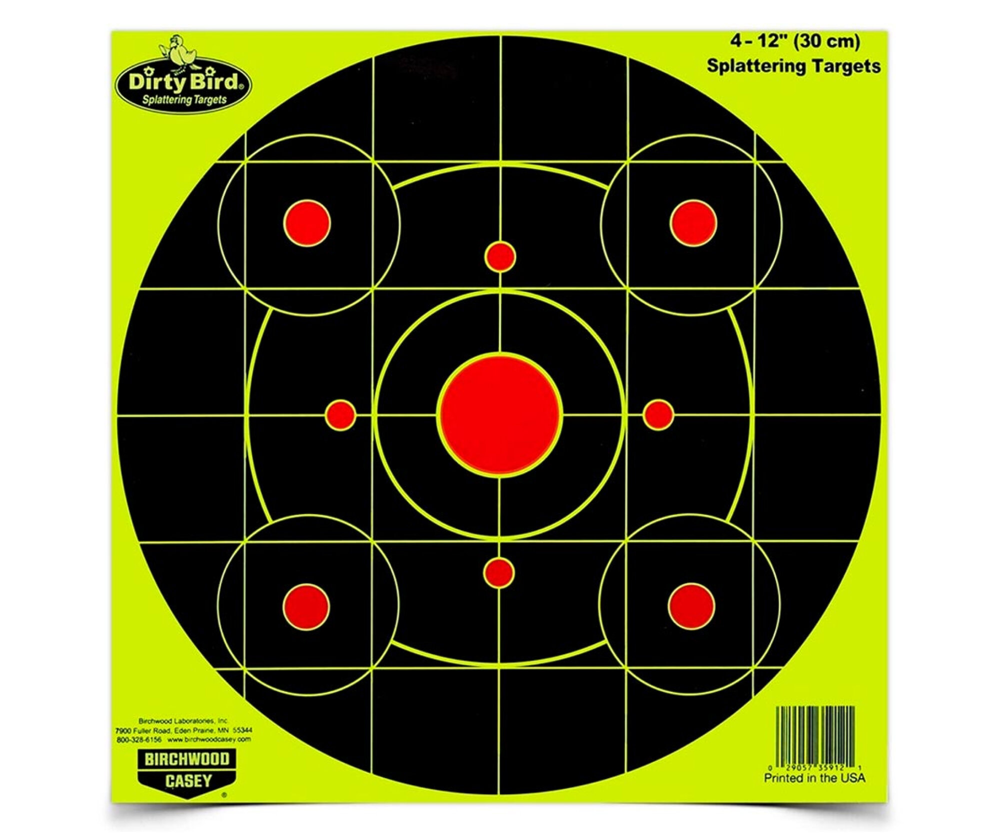 Мишень осыпающаяся Birchwood Dirty Bird Yellow Bull's-eye 12" (самоклеящаяся, 4 шт)