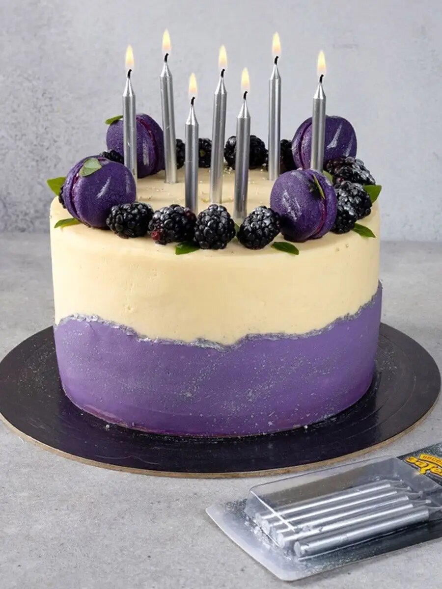 Свечи Riota, для торта, парафиновые, 8х0,7 см, без аромата, 12 шт