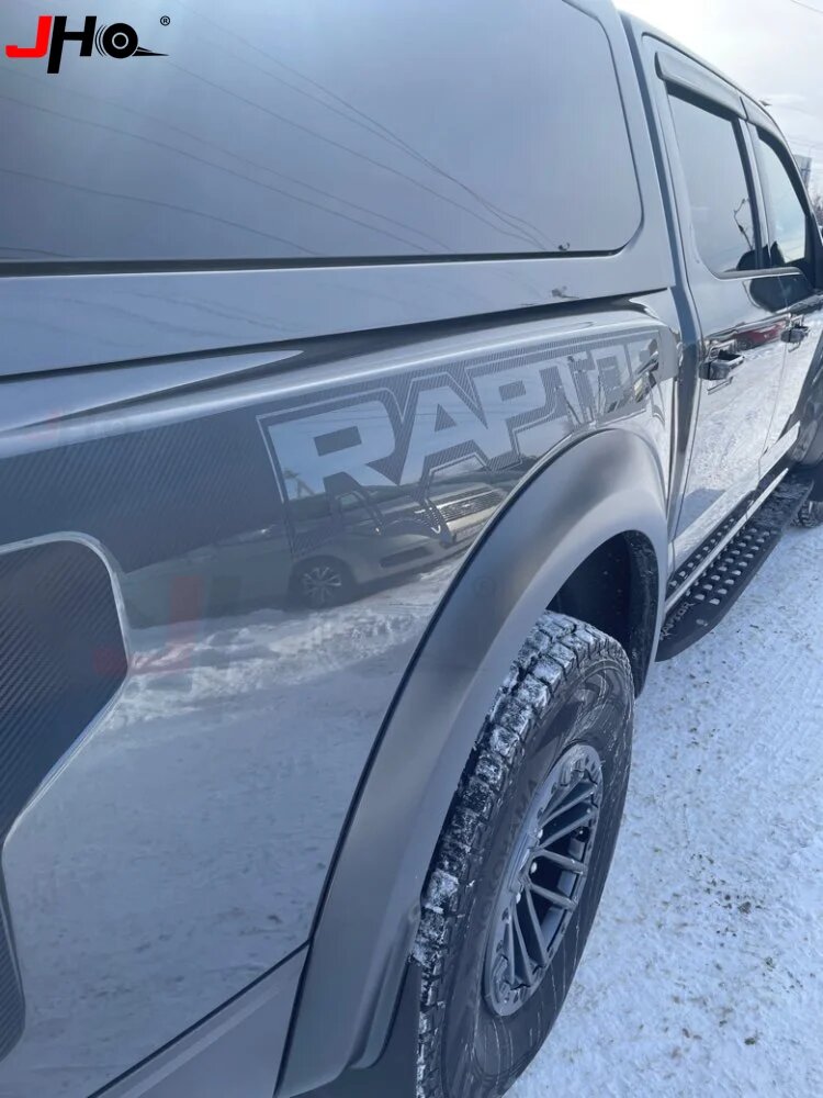 Наклейка на кузов автомобиля JHO, углеродное зерно, выдолбленная эмблема Raptor, украшение, виниловые наклейки для F-150 Raptor 2015-2023, внешние аксессуары Black Carbon Grain