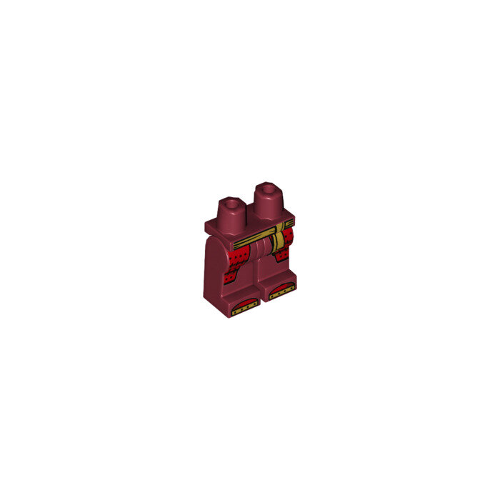 Hips and Legs with Gold Sash and Toe Plates, Red Coattails Pattern, 970c00pb0914 Dark Red U