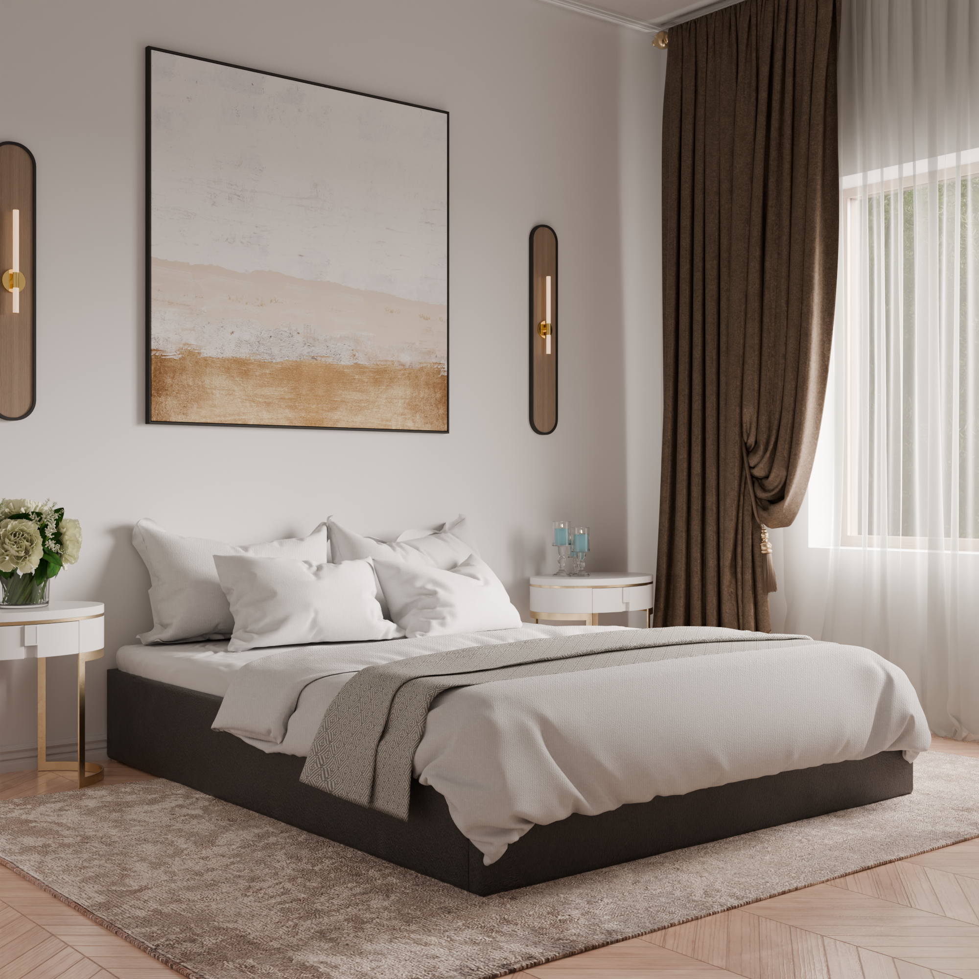 160х200, Кроватный бокс, двуспальная кровать с подъемным механизмом ИнРум Box, велюр темно-серый , без ножек