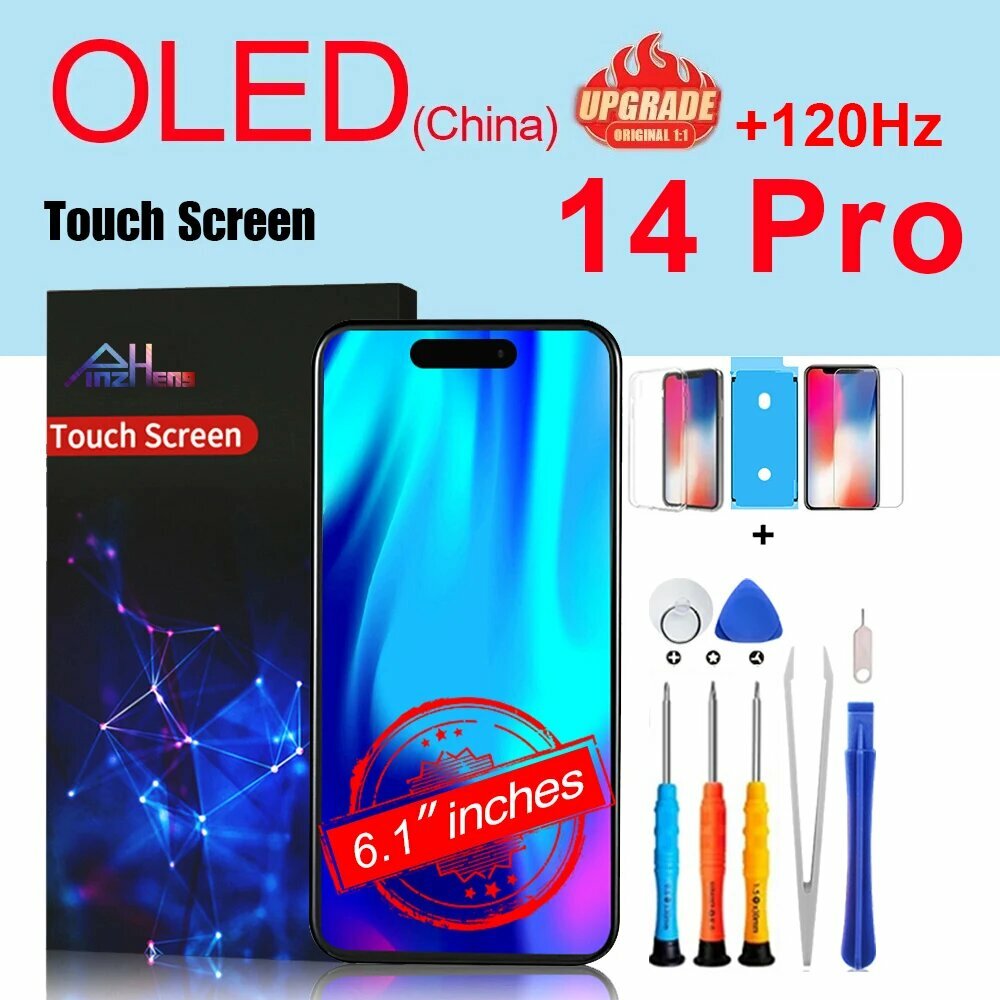 PINZHENG Высококачественный экран INCELL LCD OLED для iPhone 14 Pro 15 Plus 13 Pro Max Дисплей для замены iPhone с инструментами New OLED For i14Pro