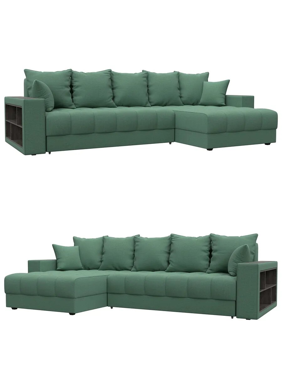 Угловой диван Нью-Йорк, 281х91х163 см, спальное место 145х238 см, с ящиком для белья, универсальный угол, рогожка