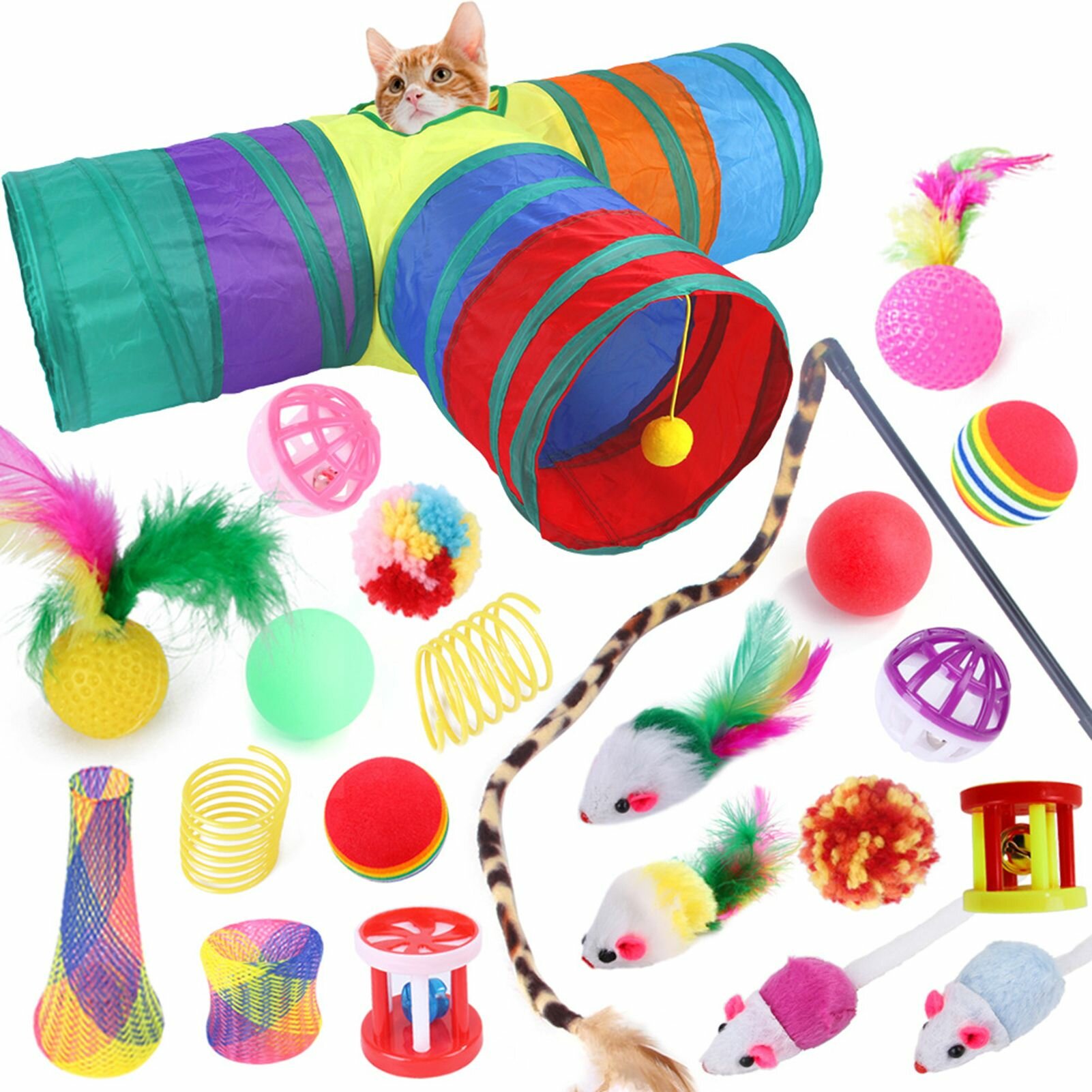22 предмета Pet Tee Tunnels Toy Combination Set Cat Teaser Stick