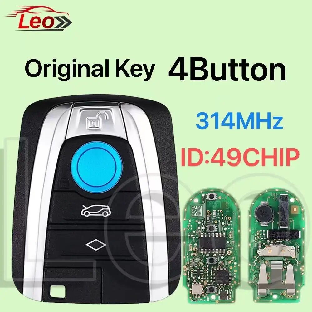 Leo для BMW i3 i8 автомобильный оригинальный умный дистанционный ключ 314,0/434 МГц ID: 49 чипов без ключа go CAS4 PCF-7953P 4 кнопки FCC: NAG IDGNG3 BMW Smart key-314