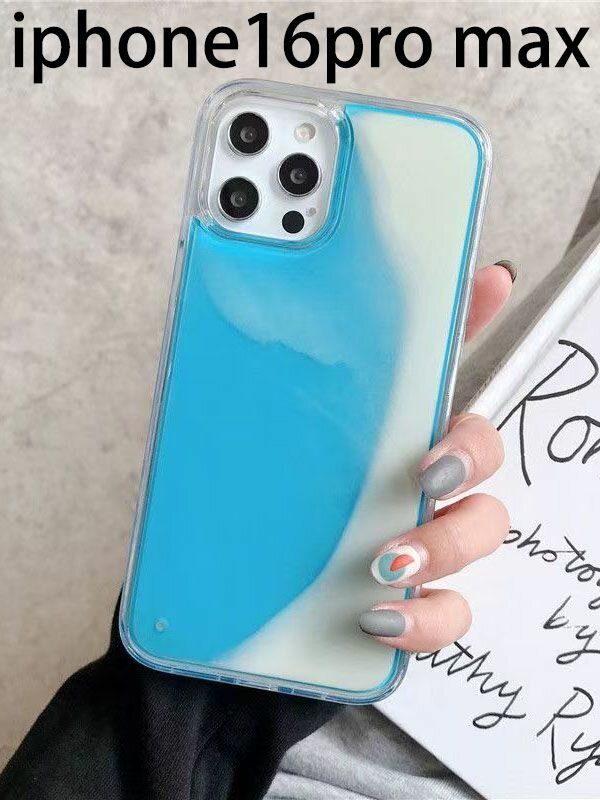 Чехол Soft Touch Liquid Sand, для iPhone 15, светящийся, защита от ударов, TPU+PC, голубой