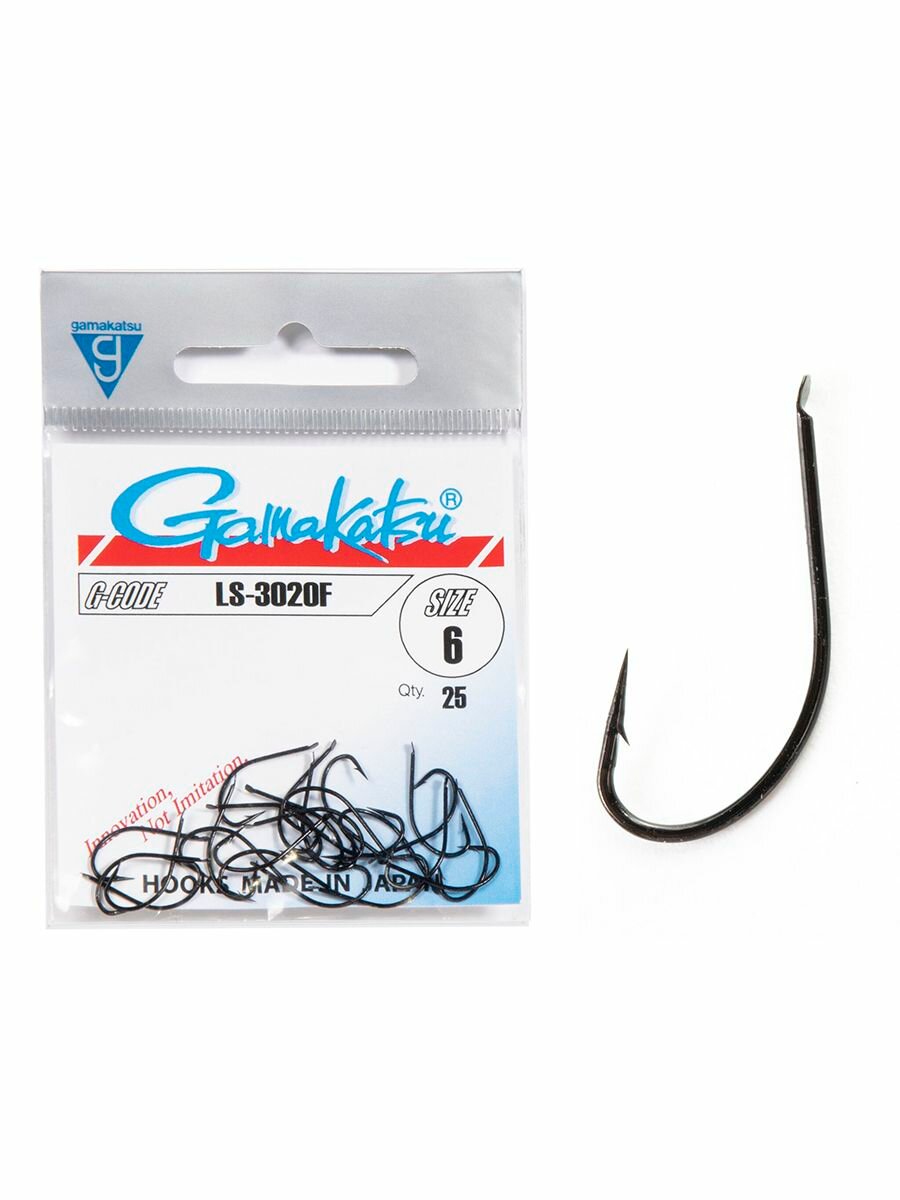 Крючки Gamakatsu LS-3020F HOOKS BLACK размер 06 (упк.25шт.)