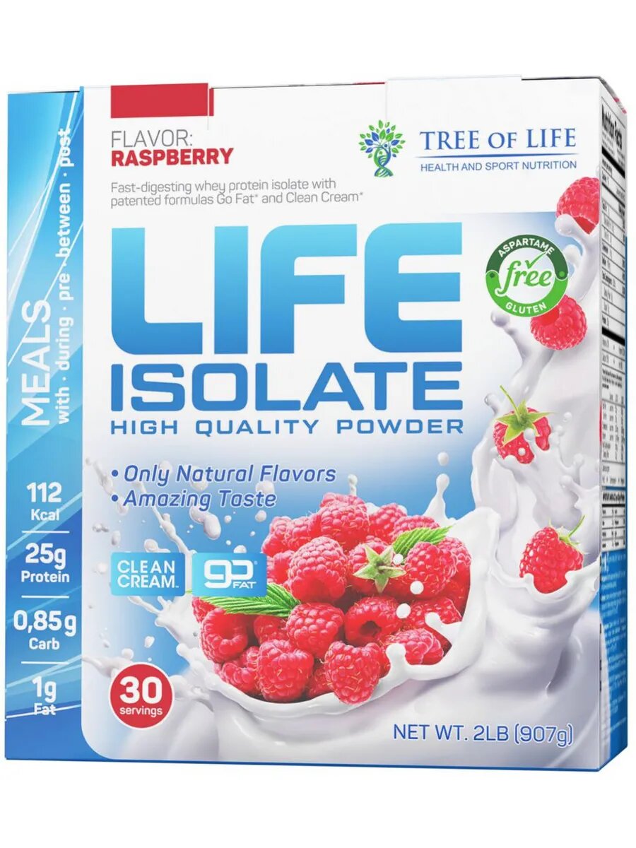 Протеин изолят Tree of Life Life Isolate 907 р со вкусом Малины