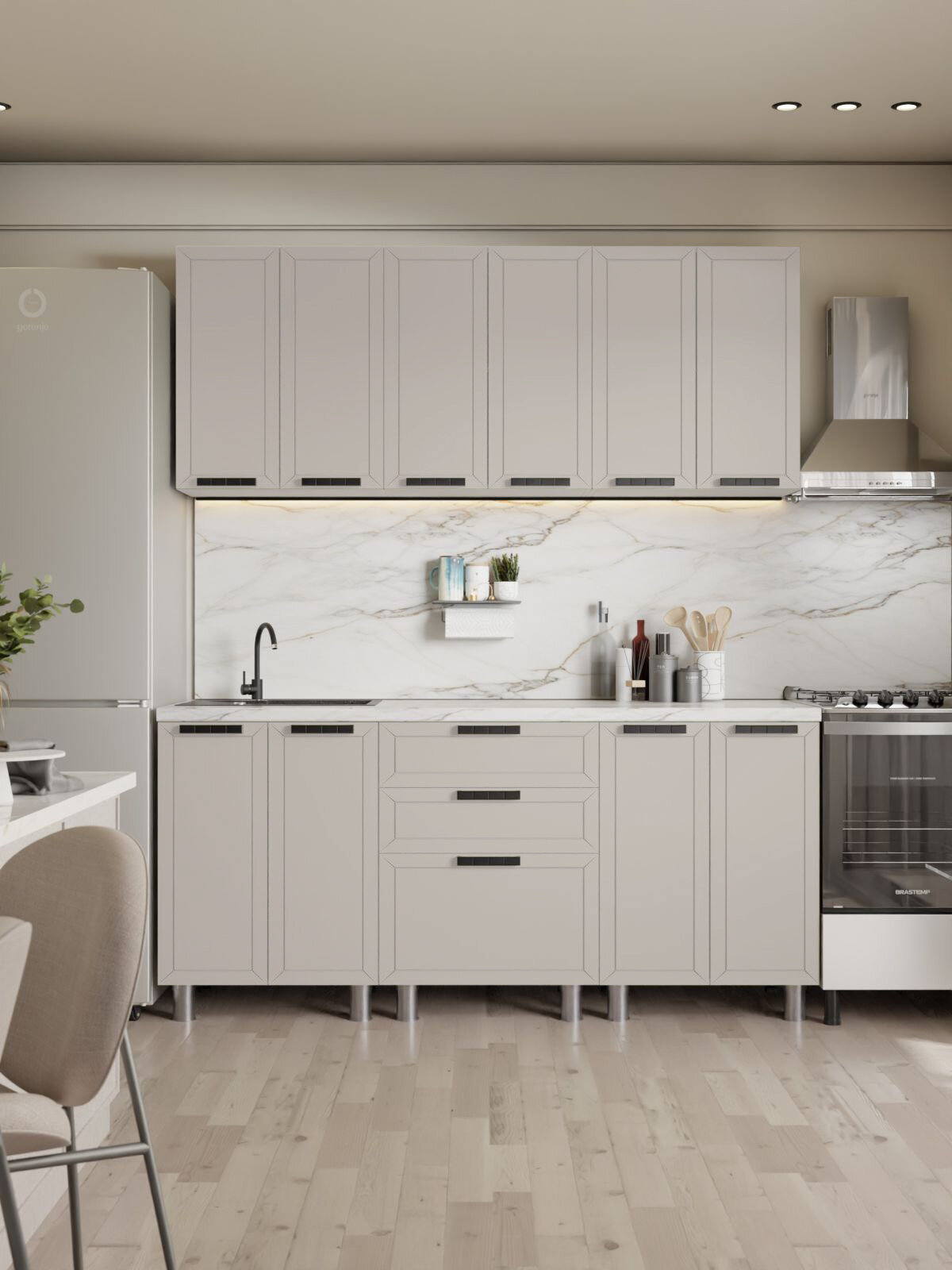 Кухонный гарнитур «Линда» 1,8м, прямой, со столешницей, мебель для кухни, без мойки, кашемир