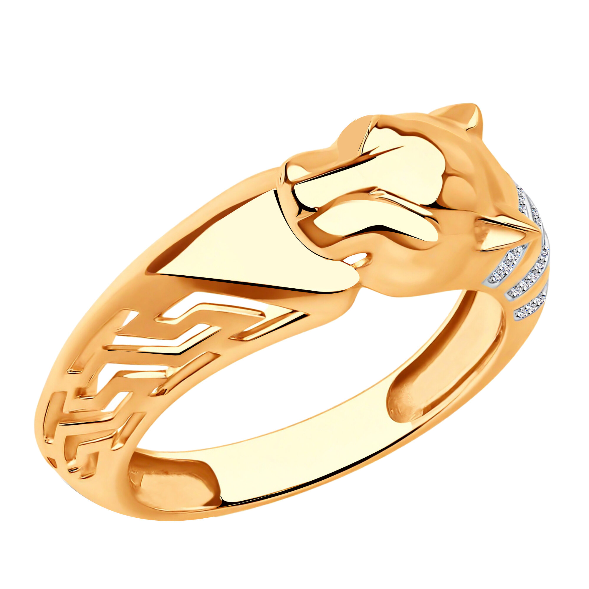 Кольцо, красное золото, 585 проба, фианит