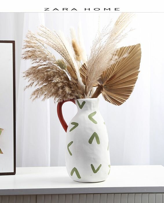 Ваза ZARA HOME, 23,5 см, керамическая, 1 шт, керамическая банка для молока в кремовом стиле, для украшения