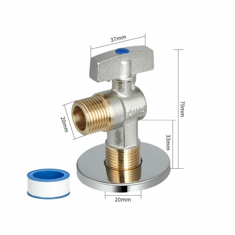 Кран угловой шаровый 1/2"x1/2"(синяя эмблема)