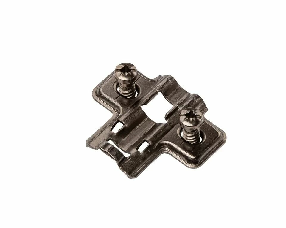 Планка монтажная для петель Alphalux Titan, Clip-on, H 0, крестовая, с предустановленными евровинтами, титан, 4 шт