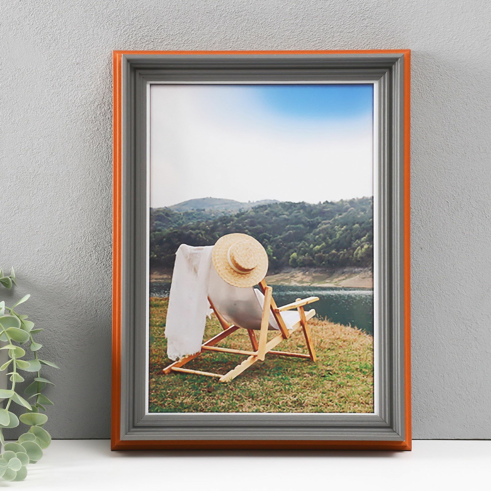 Фоторамка для фото А4 "Стилиани", пластик, серая, 4.8x26x34.5 см