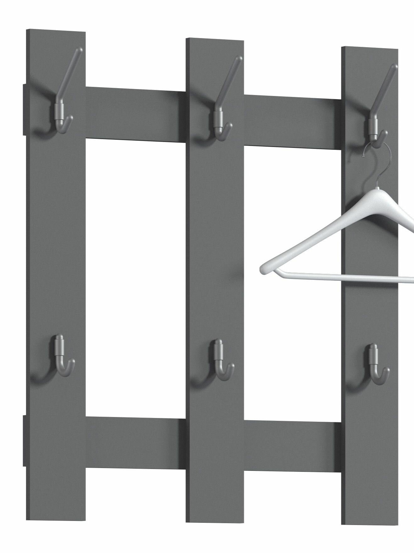 Вешалка настенная столплит Леон СБ-3348 с 6 крючками Диамант серый 78х90х3см.