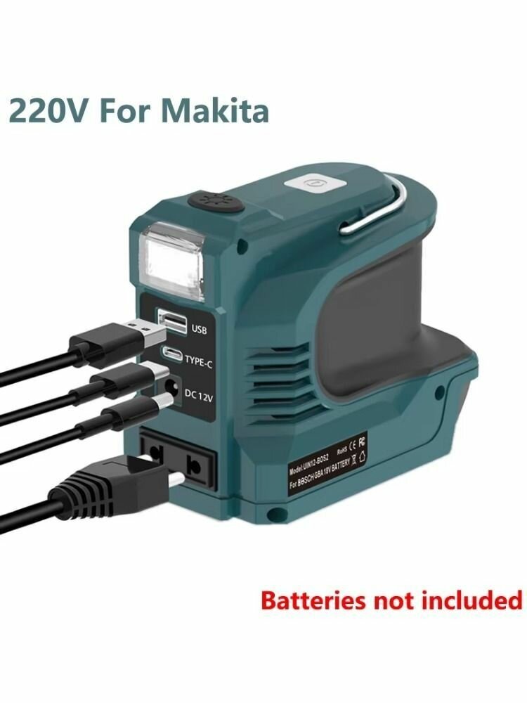 Инвертор питания, DC-AC, 180W 220V, совместимый с литий-ионным аккумулятором Makita 18V