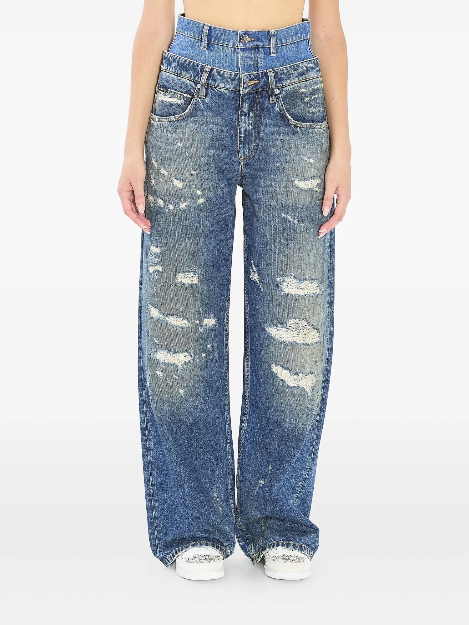 Джинсы Double-waist distressed jeans 