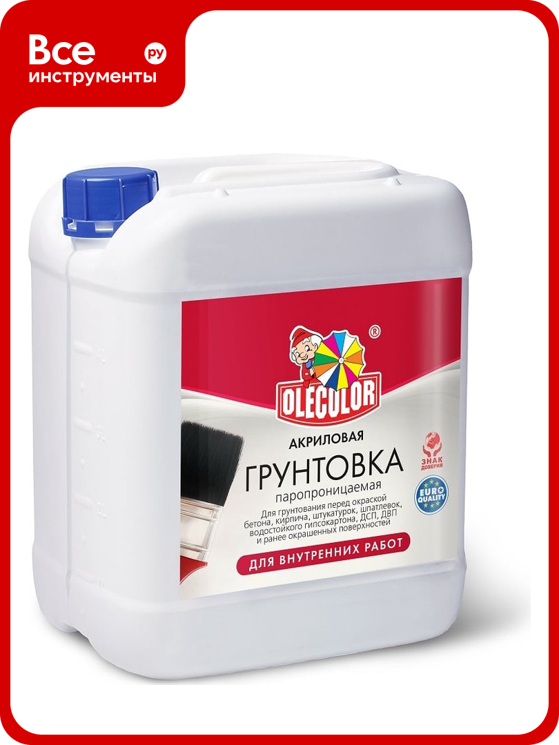 Акриловая грунтовка OLECOLOR для внутренних работ, 10 кг 4300000060