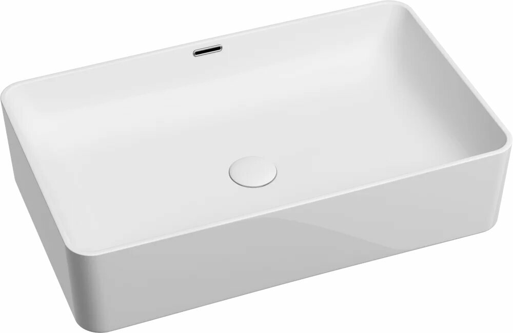 Накладная раковина Ceramicanova Element CN6065 61 фарфоровая, без отверстия под смеситель, со сливом-переливом, раковина для ванной, 60, 5 см, прямоугольная, белая