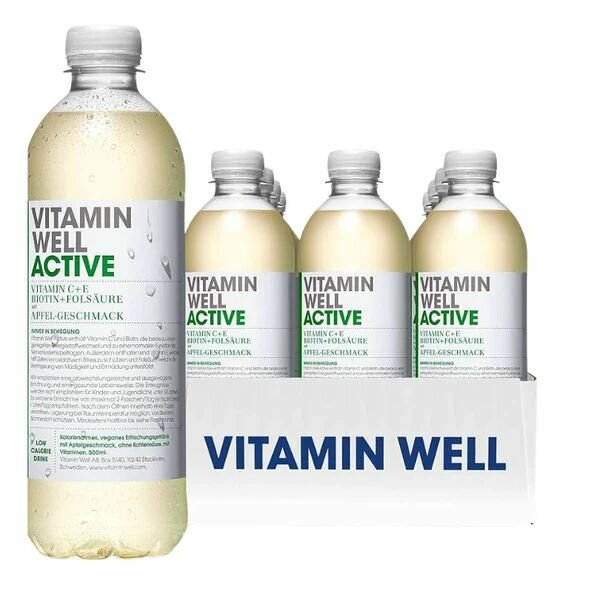 Vitamin Well ACTIVE, напиток витаминизированный яблоко, 12 шт х 500 мл