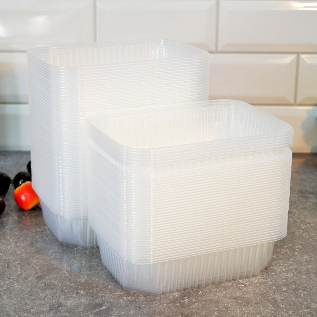 Контейнер пластиковый 750мл для заморозки без крышки, прозрачный, 186×132×44мм