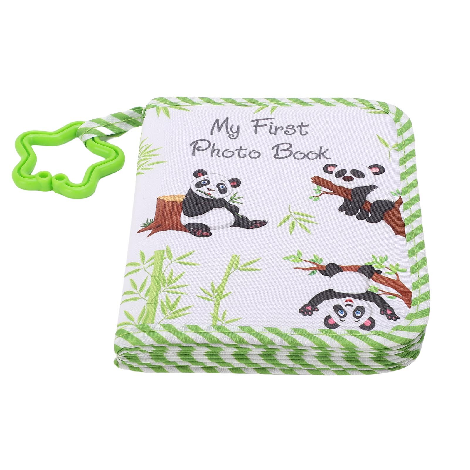 Детская моя первая фотокнига на память, фотокнига из мягкой ткани с защитным зеркалом для новорожденных, крещение, зеленая панда, 7,1 х 5,5 дюйма