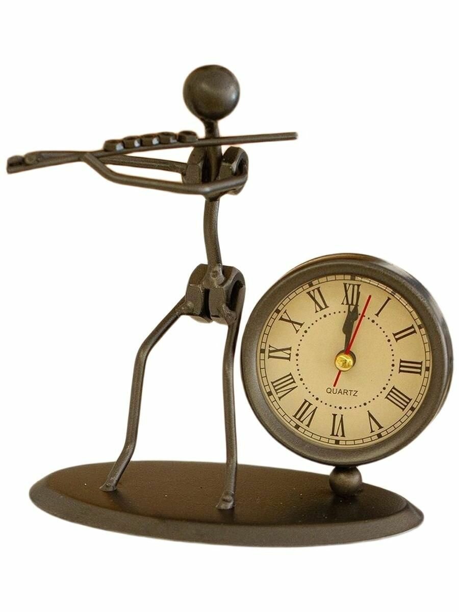 Музыкальные настольные часы "Музыкант" Ретро стиль Подарок Стальная статуэтка-часы