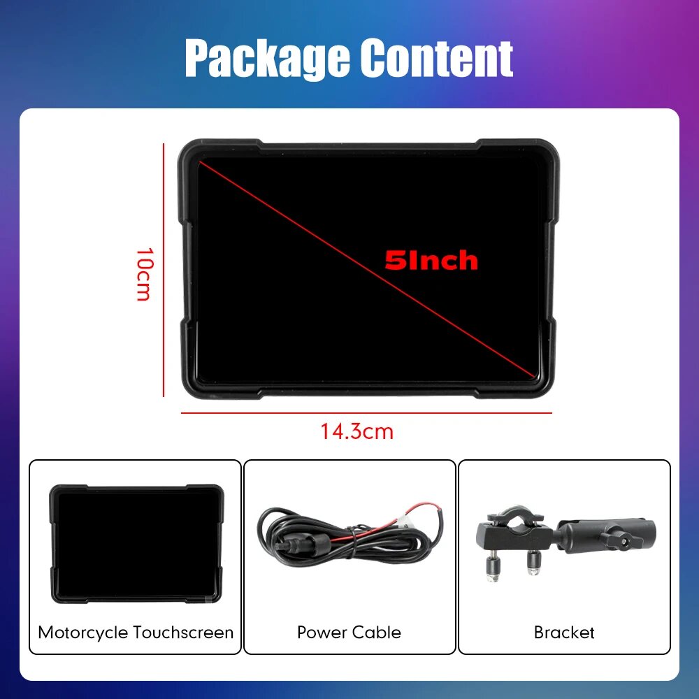 5-дюймовый портативный GPS MTC13 навигация мотоцикл водонепроницаемый Carplay дисплей мотоцикл беспроводной Android Auto IPX7 GPS монитор BT, Only monitor