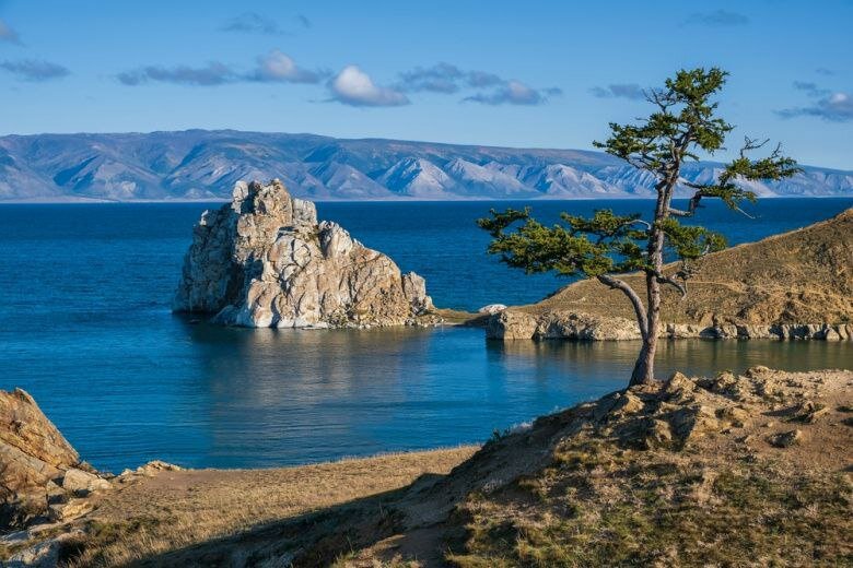 Фотокартина 30*40 см Озеро Байкал, остров Ольхон, скала Шаманка, полиграфия, фотобумага