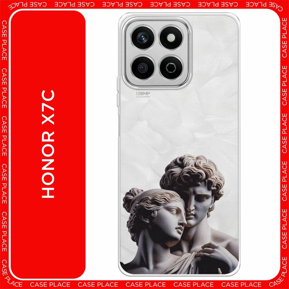 Чехол на Honor X7c / Хонор X7c с принтом "Нежные скульптуры - 14 февраля", прозрачный