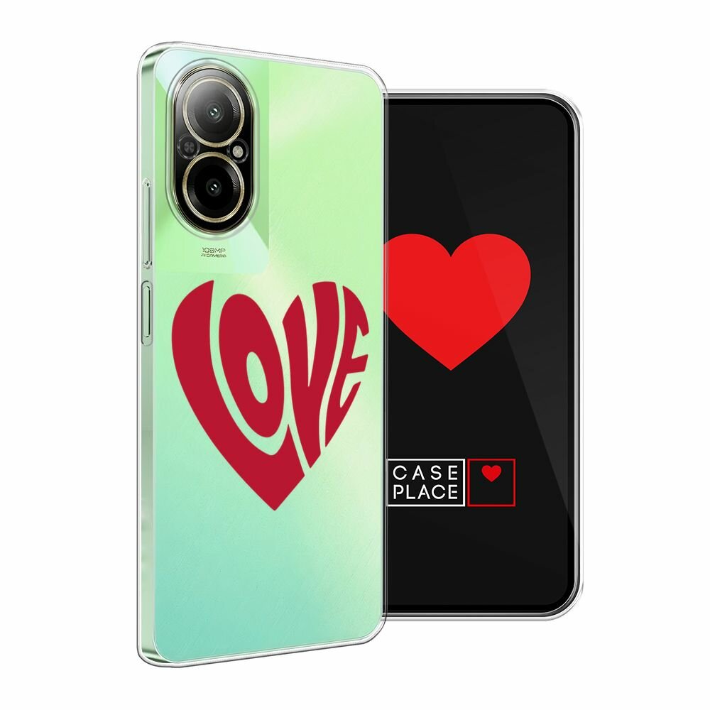Чехол на Realme C67 4G / Реалми C67 4G с принтом "Love heart 2 - 14 февраля", прозрачный — фото 1