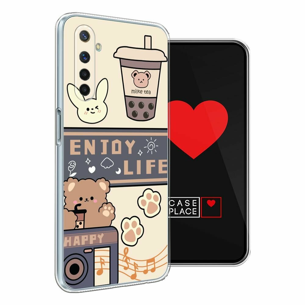 Силиконовый чехол на Realme 6 / Реалми 6 с принтом "Enjoy life 1" — фото 1