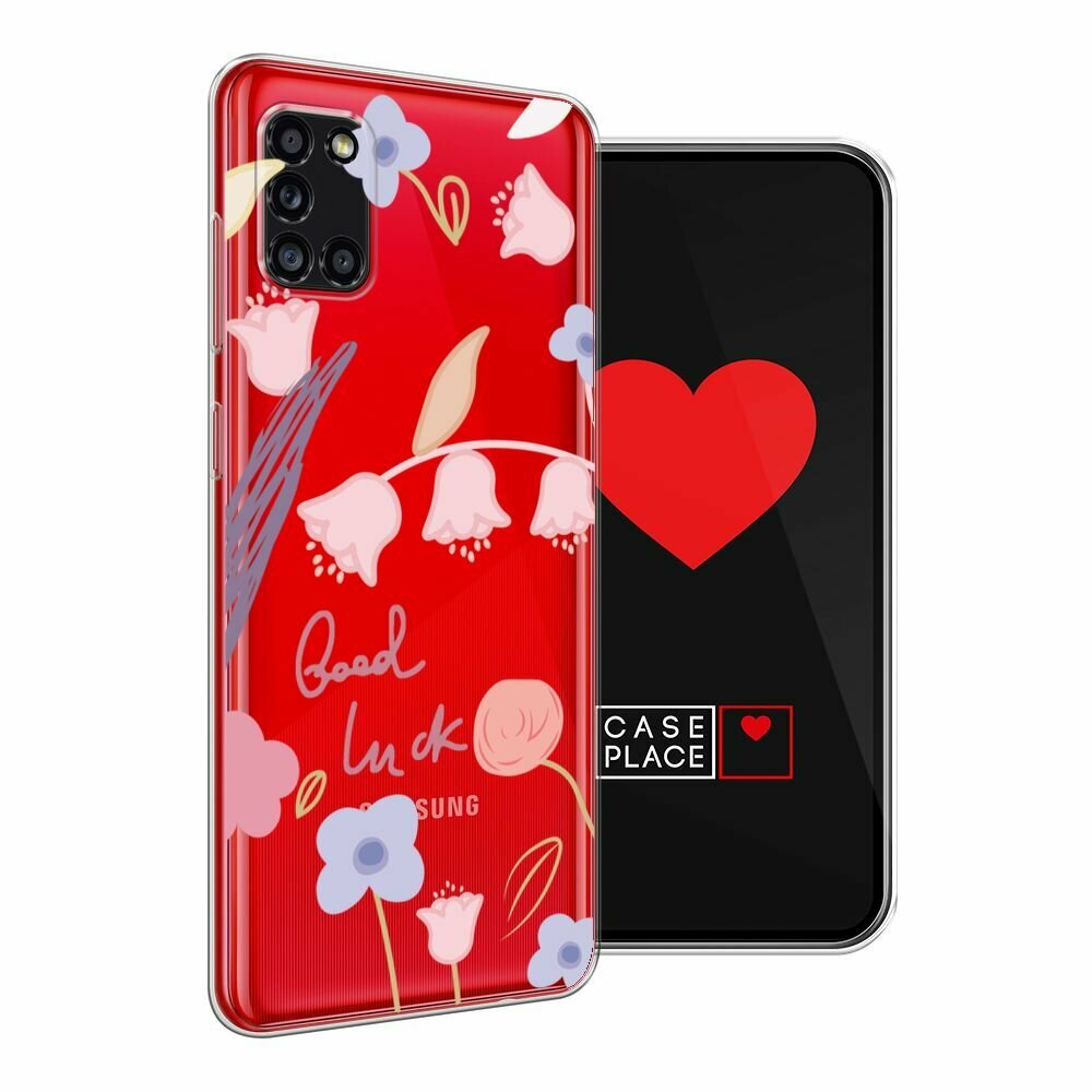 Чехол на Samsung Galaxy A31 / Самсунг Галакси А31 с принтом "Lucky flowers", прозрачный — фото 1