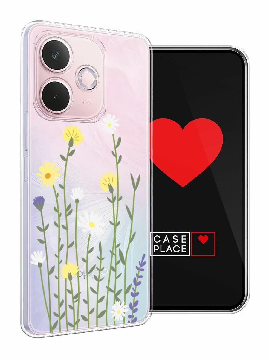 Чехол на Oppo A5 Pro / Оппо А5 Про с принтом "Пучок полевых цветов", прозрачный — фото 1