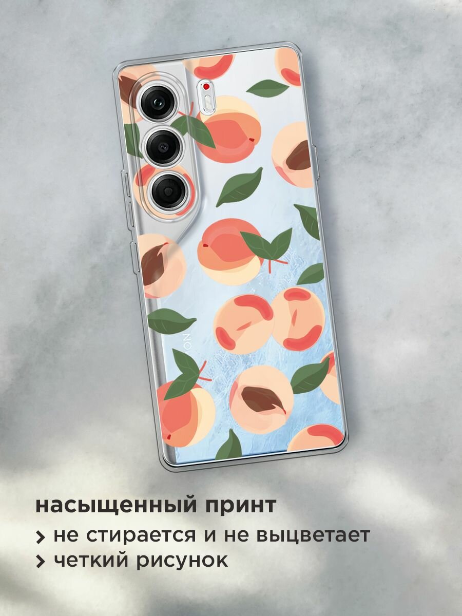 Чехол на Tecno Camon 40 Pro 5G / Текно Камон 40 Про 5G с принтом "Нежные персики паттерн 2", прозрачный — фото 1