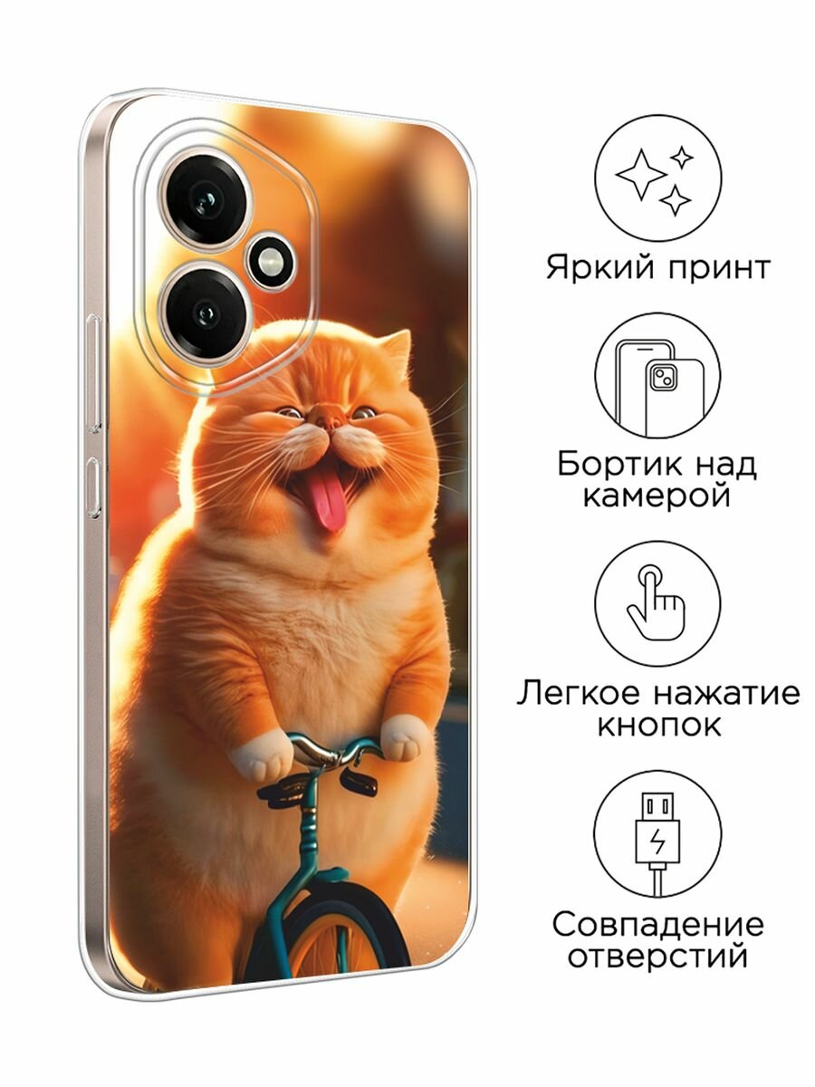 Силиконовый чехол на Honor 400 / Хонор 400 с принтом "Кот на велике" — фото 1