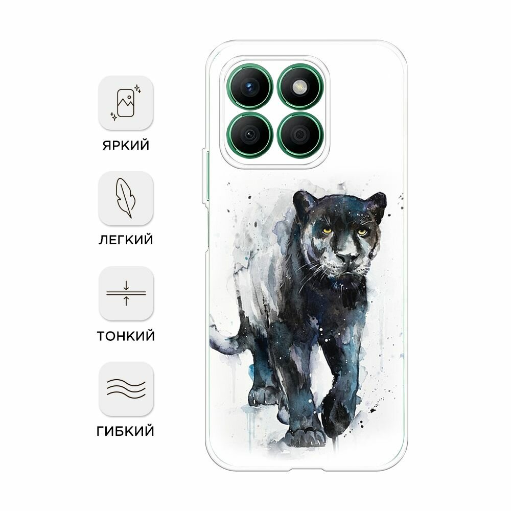 Силиконовый чехол на Honor X8B / Хонор X8B с принтом "Пантера арт 3" — фото 1