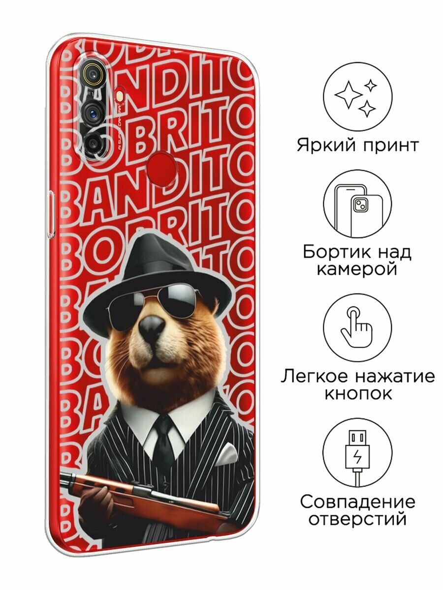 Чехол на Realme C3 / Реалми C3 с принтом "Бобрито бандито 2", прозрачный — фото 1