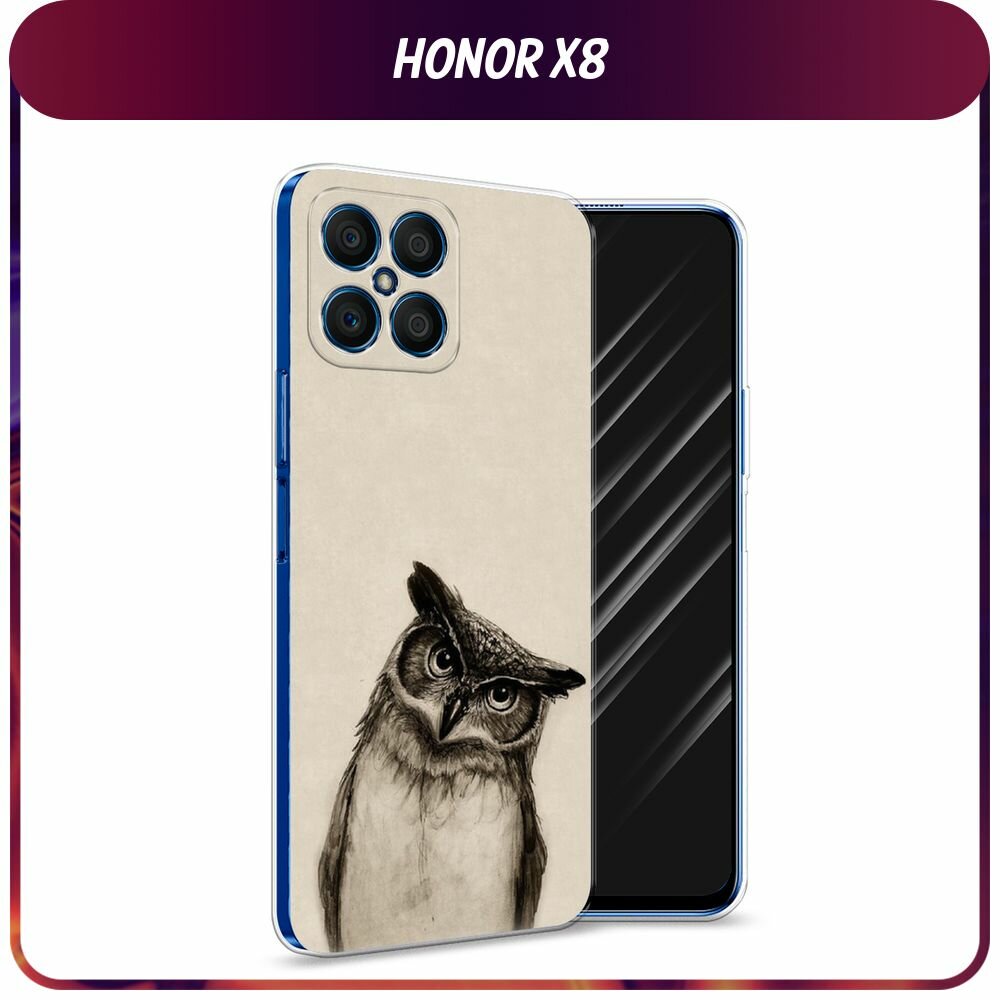 Силиконовый чехол на Honor X8 / Хуавей X8 с принтом Сова