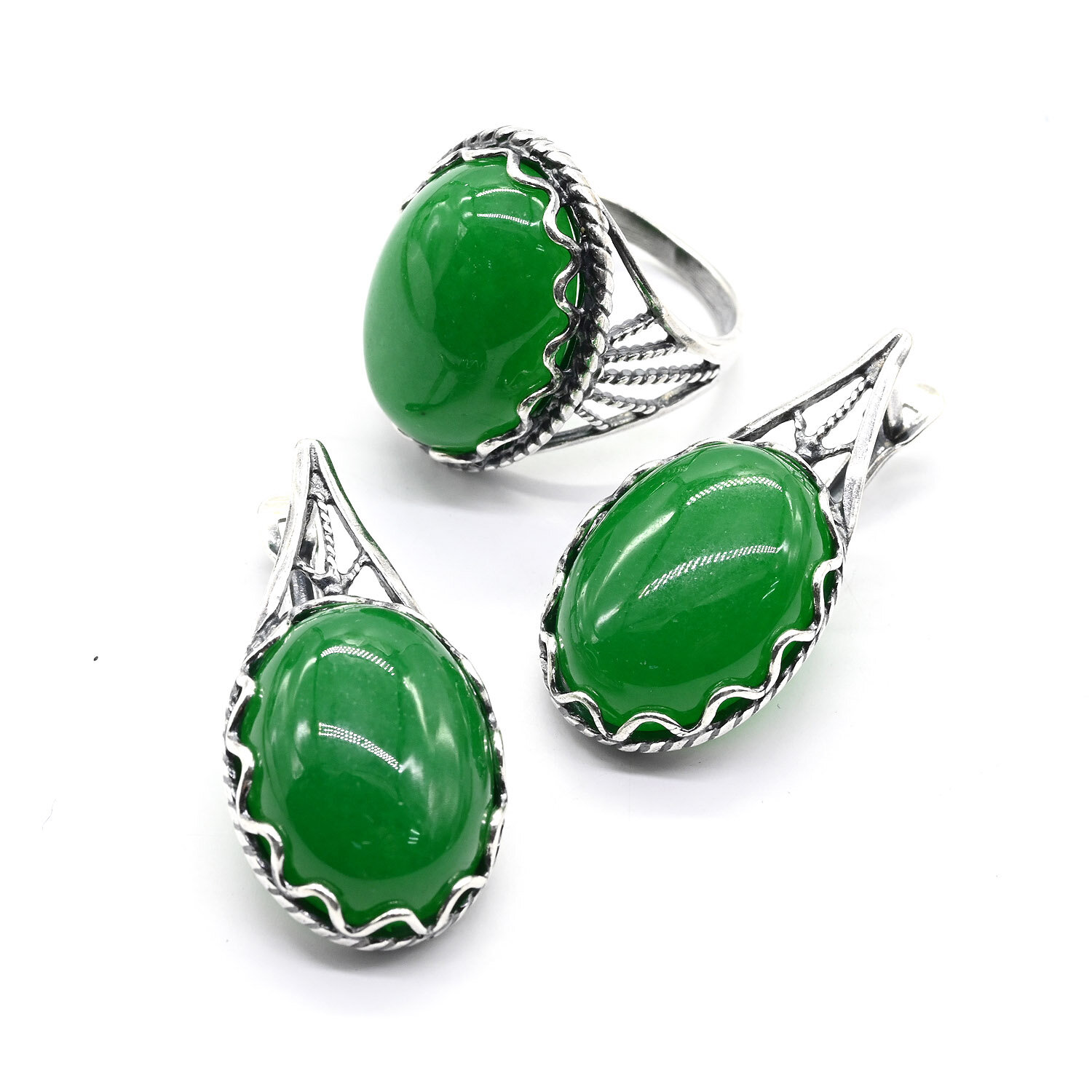 Комплект бижутерии, хризопраз