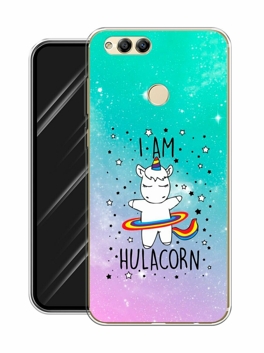 Силиконовый чехол на Honor 7X / Хонор 7Х с принтом I am hulacorn — фото 1
